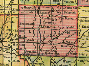 Linn County Missouri Genealogy, History, maps with Brookfield, Linneus, Marceline, Laclede ...